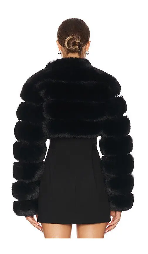 Adrienne Landau Faux Fox Fur Short Jacket - Jet Black | Editorialist